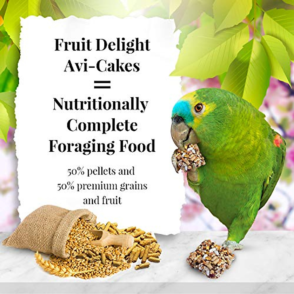 LAFEBER'S Fruit Delight Avi-Cakes Pet Bird Food, Made with Non-GMO and Human-Grade Ingredients, for Parrots (8 oz Pack of 1)