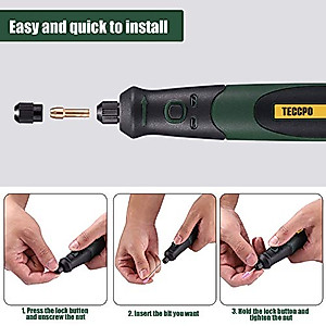 Cordless Rotary Tool TECCPO, 3.7V With 50pcs Accessories, USB Charging Mini Rotary Tool, 3-Speed for Light DIY, Polishing, Cleaning and Engraving