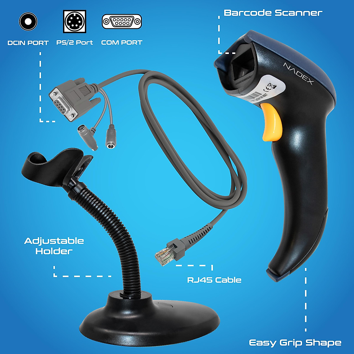 Nadex Handheld Barcode Laser Scanner for Cash Register CR360 / CR600
