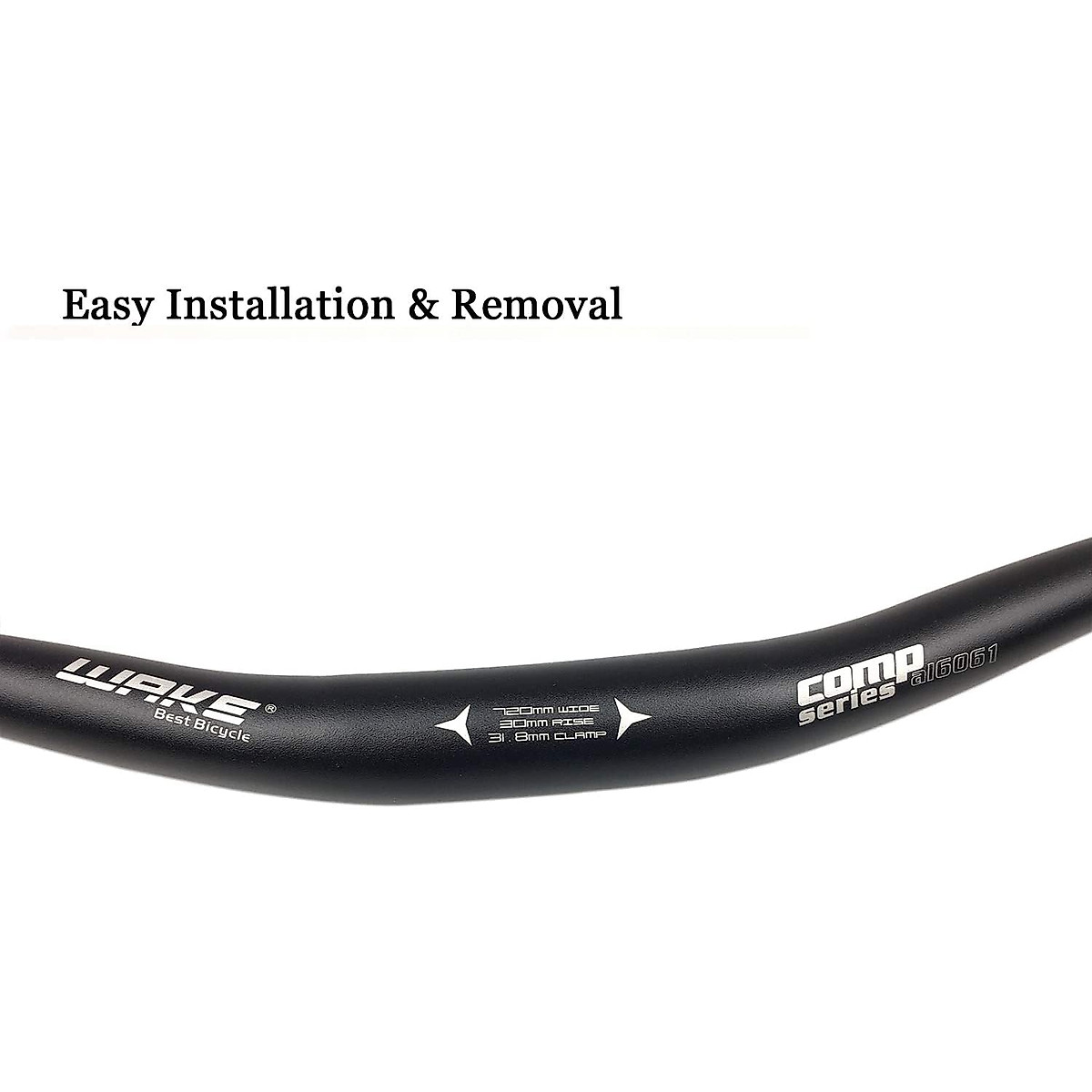 Wake 31.8mm MTB Mountain Bike Handlebar, Aluminum Alloy Mountain Bike Bicycle Riser Handlebar Extra Long 720/780mm with Paint Matte Surface (Black, 720mm)