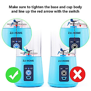 Portable Blender,Zjj-Home Smoothie Blender-Six Blades in 3D, Mini Travel Personal Blender with USB Rechargeable Batteries,Household Fruit Mixer,Detachable Cup,USB Juicer Cup 380ml (FDA BPA free) blue