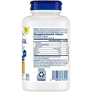 CITRACAL Slow Release 1200, 1200 mg Calcium Citrate and Calcium Carbonate Blend with 1000 IU Vitamin D3, Bone Health Supplement for Adults, Once Daily Caplets, 185 Count