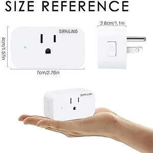 APP Updated SIPAILING 15A WiFi Smart Plugs Outlets, Mini Smart Socket Compatible with Alexa Echo Google Home, no hub Required -Timer Scene Setting Function(1pcs)