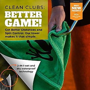 Frogger Amphibian Golf Towel with Dry and Wet Technology, Red - Golf Bag Accessory for Men and Women with Carabiner Clip