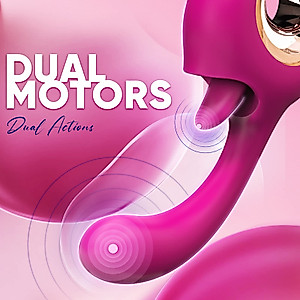Adult Toys, G Spot Dildo Vibrator, 2 in 1 Tongue Licking & Vibrating Rose Sex Stimulator for Women with 9 Modes, Rechargeable Waterproof Adult Sex Toys for Women and Couples