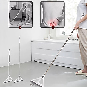 XXFLOWER Multifunction Silicone Broom，Squeegee Broom Sweeping Water and Pet Hair，Rubber Magic Broom Sweeper for Floor Bathroom Kitchen Shower，Rugs，Glass Windows（White）