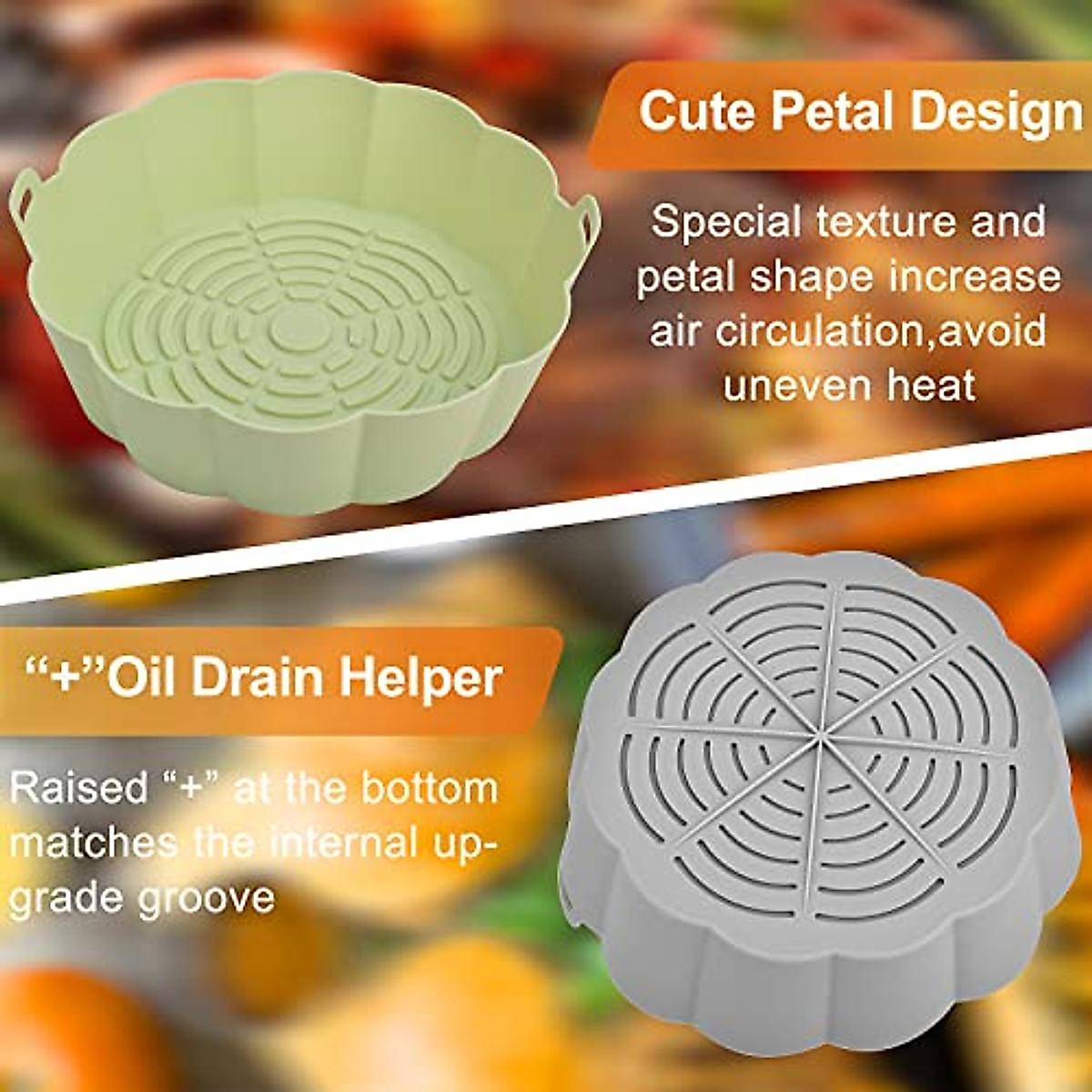 4 Pack Air Fryer Silicone Liners Reusable Round Insert, 8.5 Inches for 5 to 8 Qt Food Safe Air Fryer Basket Accessories Dishwasher Washable Replacement Silicone Pot for Oven Accessories