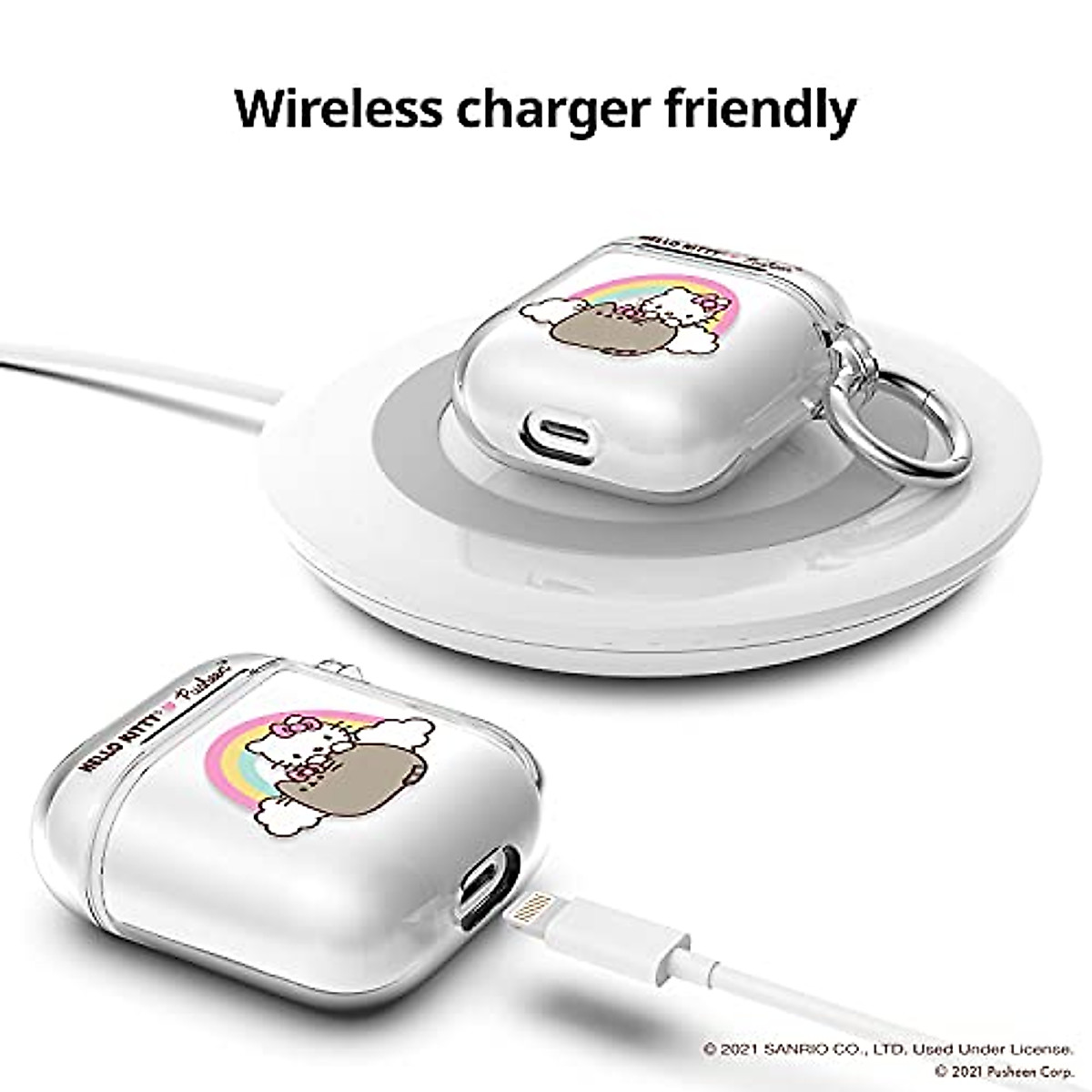 iFace Cute Clear Case Designed for AirPods 1 and 2 - Hello Kitty Pusheen [Limited Edition] [Wireless Charging Compatible]