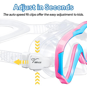 Vvinca Kids Goggles with Nose Cover Snorkel Diving Mask Swim Goggles for Kids Youth 3-15,No-Leak Anti Fog Full Rim Clear View