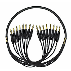Mogami GOLD 8 TRS-TRS-10 Audio Snake Cable, 8 Channel Fan-Out, Balanced 1/4" TRS Male Plugs, Gold Contacts, Straight Connectors, 10 Foot