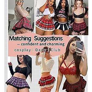 Avidlove School Girl Lingerie for Women Sexy Cosplay Lingerie Set Two Piece Teacher Roleplay Costumes with Mini Skirt(Black,M)