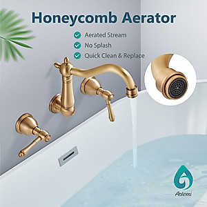 Aolemi Wall Mount Bathtub Faucet 3 Hole Tub Filler,8 Inch Center with Swivel Spout,Antique Brass