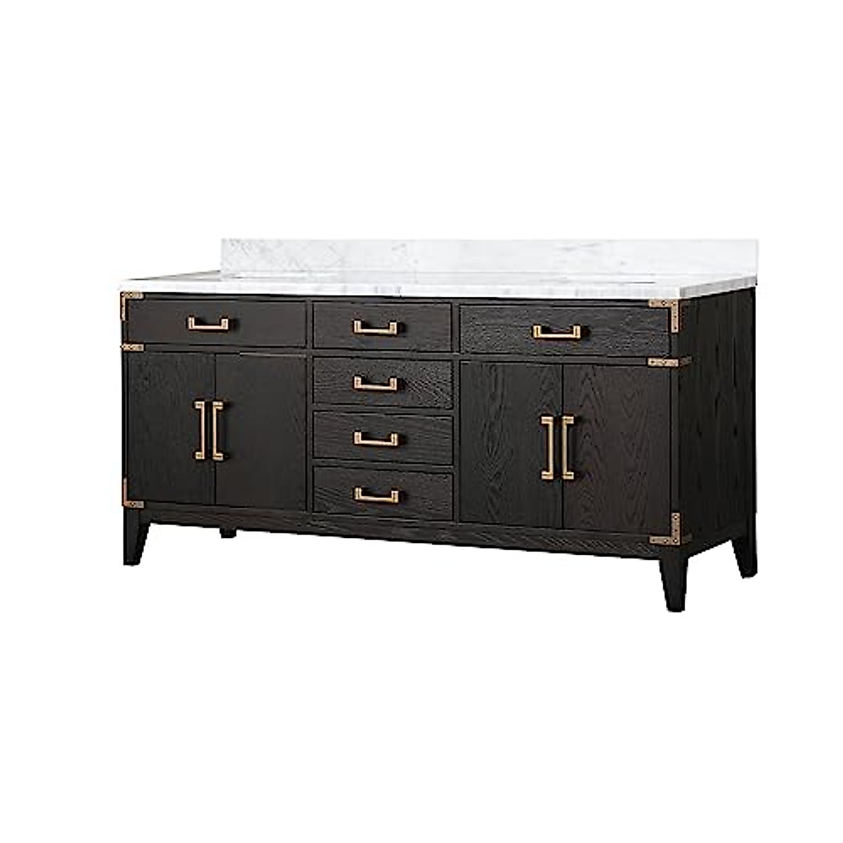 Bell+Modern Harbor 72 in W x 22 in D Black Oak Double Bath Vanity and Carrara Marble Top