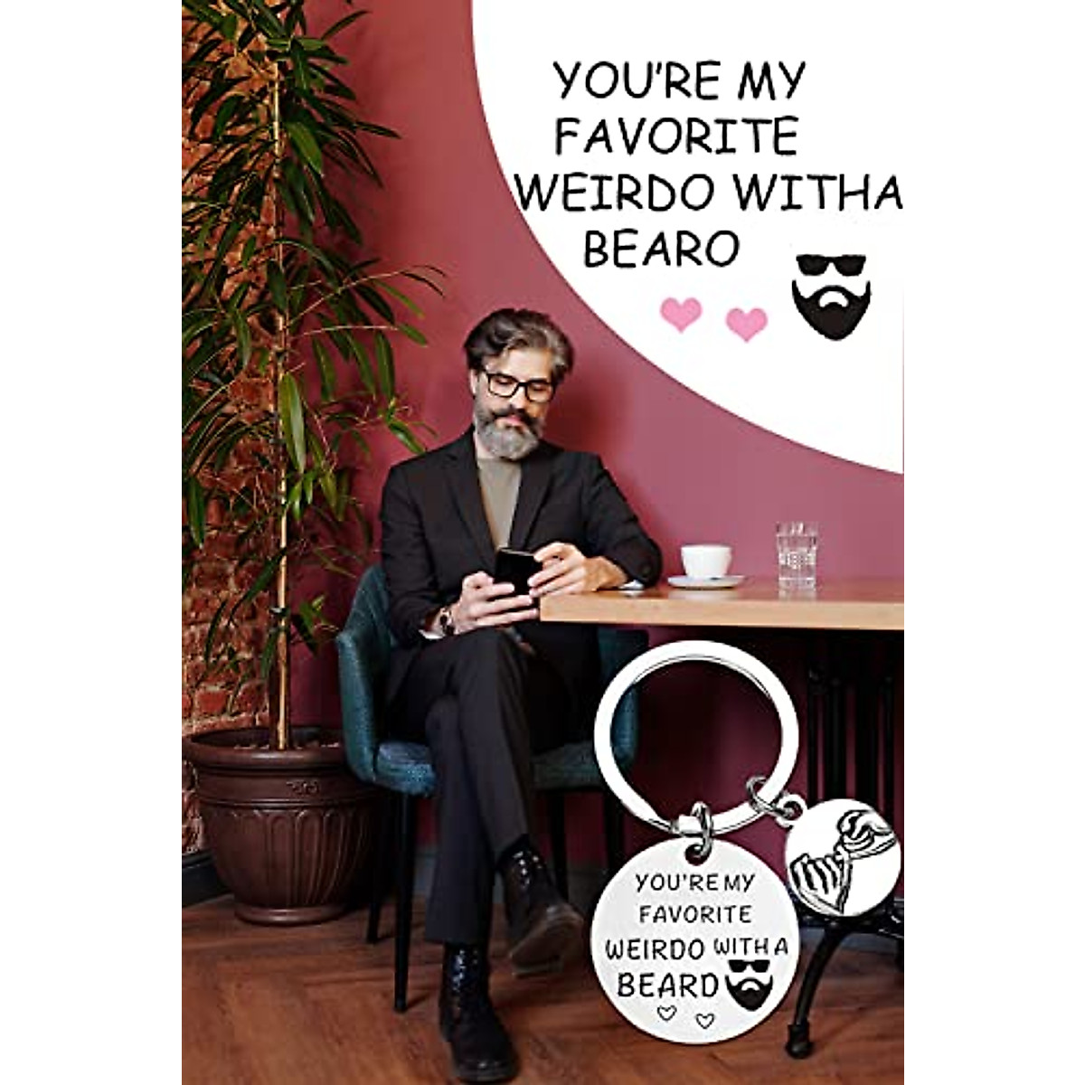 Guqqeuc Funny Valentines Day Gifts for Husband Boyfriend from Wife Girlfriend You're My Favorite Weirdo Keychain for His Hubby BF Anniversary Birthday Gifts for Him Fiance