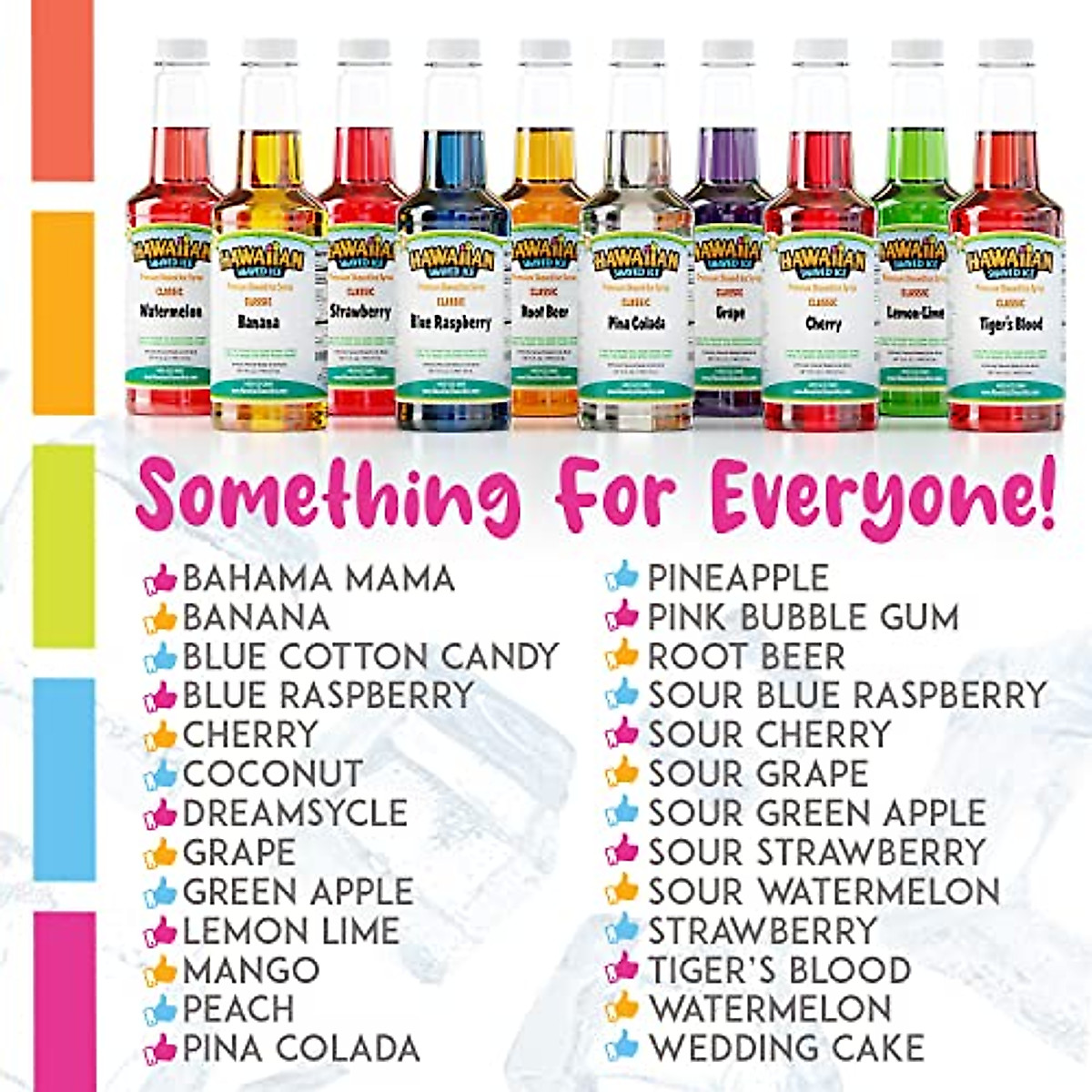 Hawaiian Shaved Ice S700 Kid-Friendly Snow Cone Machine Kit with 3 - 16oz. Syrup Flavors: Cherry, Grape, and Blue Raspberry, Plus 25 Snow Cone Cups, 25 Spoon Straws, and 3 Black Bottle Pourers