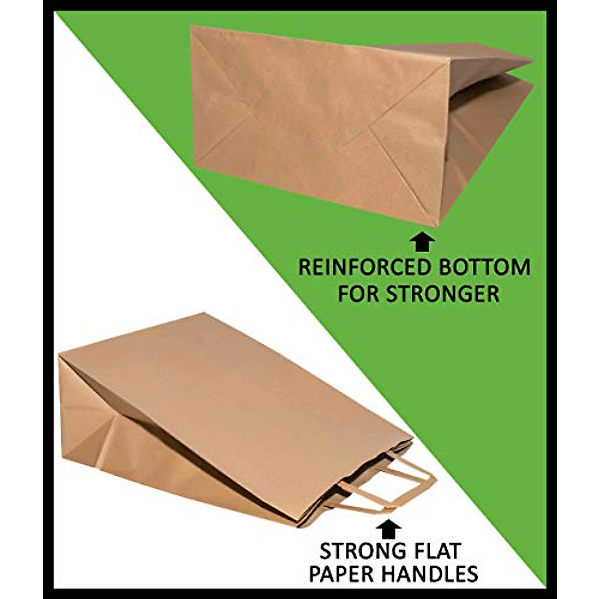 [100 Pcs. 8 X 4.5 X 10.5]- Kraft Paper Gift Bags Bulk with Flat Handles. Ideal for Shopping, Packaging, Retail, Party, Craft, Gifts, Wedding, Recycled, Business, Goody and Merchandise Bag (Brown)