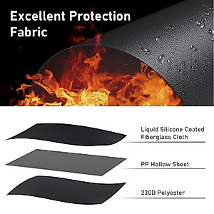 JLMY Fireproof Fiberglass Silicone 2 Layer Portable File Box with Lock for Letter Legal Size Folder Certificate Book Storage, Black, 42L