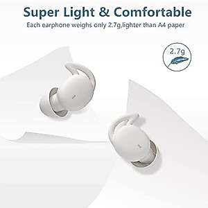 Omidyi True Wireless Sleep Earbuds, Noise Cancelling Earbuds for Sleep, Ultra Small and Skin-Soft Silicone Bluetooth Headphones in-Ear Specifically to Help You Fall Asleep Faster and Sleep Better