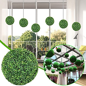 9 inch Artificial Green Plant Decorative Balls,Artificial Plant Topiary Ball Faux Boxwood Decorative Balls-UV Protected,for Indoor, Outdoor, Garden, Wedding, Balcony, Backyard and Home Decor (A)