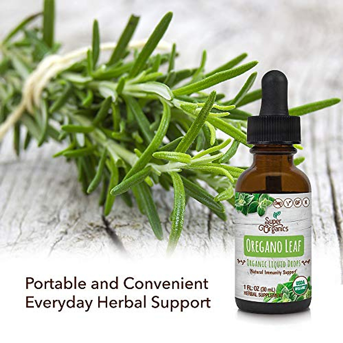 Super Organics Organic Oregano Liquid Drops | Non-GMO, Kosher, Vegan | Immunity Support, 1 Fl Oz