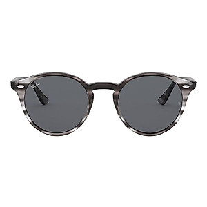 Ray-Ban RB2180 Round Sunglasses, Striped Grey Havana/Dark Grey, 49 mm