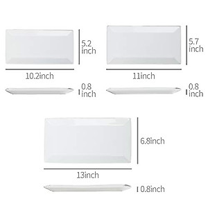 AmazonCommercial 3-Piece Porcelain, Party Platter Appetizer, Dinner, Dessert Set, White