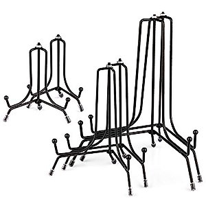 Mocoosy 6 Pack 3 Size Upgraded Anti-Slip Plate Stands for Display, 4 6 8 Inch Photo Holder Display Stand Set, Black Metal Iron Wire Frame Stand Easel for Pictures, Decorative Platter, Book and Arts