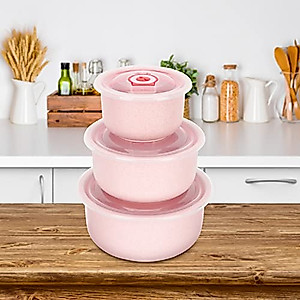 Hemoton Kids Bento Box Wheat Straw Bowl Set Unbreakable Cereal Soup Rice Bowls with Lid Bento Box Refrigerator Food Fresh Keep Box Airtight Food Storage Containers Kids Snack Container
