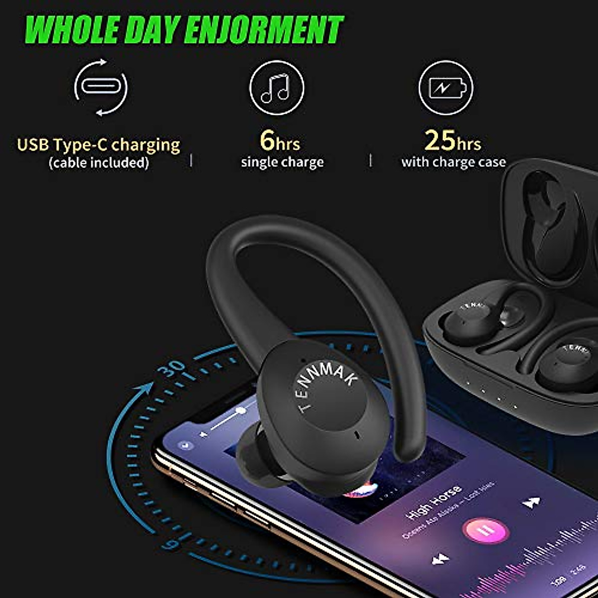 TENNMAK 2 in 1 Sport & Casual True Wireless Earbuds, SMARTPRO Bluetooth Headphones in Ear Wireless TWS Earbuds with Mic Earphones, Gaming & Music Mode /2EQ Sound/Volume Control / IPX5 Waterproof