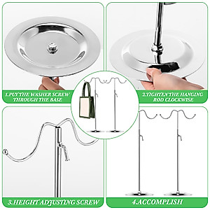 Nuenen 4 Pcs Double Hook Purse Display Stand Adjustable Stainless Steel Handbag Display Stand Metal Freestanding Bag Stand Holder for Purse Hat Wig Handbag