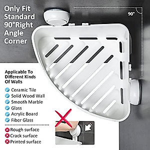 LEVERLOC Corner Shower Caddy Suction Cup NO-Drilling Removable Bathroom Shower Shelf Heavy Duty Max Hold 22lbs Caddy Organizer Waterproof & Oilproof Shower Corner Rack for Bathroom & Kitchen - White