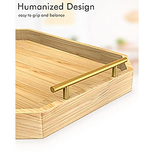 Dormmi Wooden Tray, Serving Tray with Handles 16 inch Rhombus Solid Wood Trays for Serving Breakfast in Bed, Lunch, Dinner, Appetizers, Patio, Ottoman, Coffee Table, BBQ, Party
