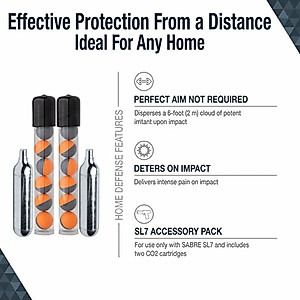 SABRE Home Defense Pepper Ball Launcher Refill Kit 14 Red Pepper Powder Balls and 2 C02 Cartridges