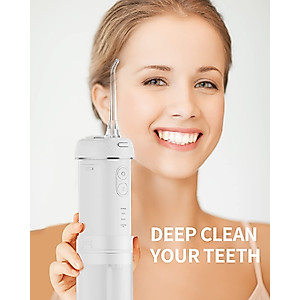 Cordless Water Dental Flosser for Teeth Cleaning, Mornwell Mini Cordless Portable Water Dental Flosser, 4 Modes Telescopic Water Tank USB Rechargeable IPX7 Waterproof for Travel, Braces & Bridges Care