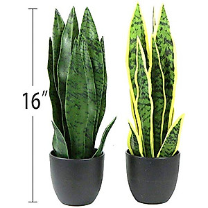 Bird Fiy Artificial Snake Plant Faux Agave Fake Sansevieria Artificial Potted Plants for Indoor and Outdoor Home Office Decor (Green, 16)