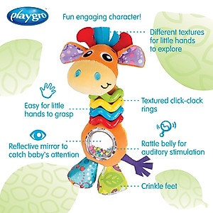 Playgro Bead Buddy Giraffe - Interactive Baby Rattle Toy and Teether for Developmental Fun, Engaging Infant & Toddler Giraffe Toy for 3+ Months - Engaging Newborn Sensory Toys