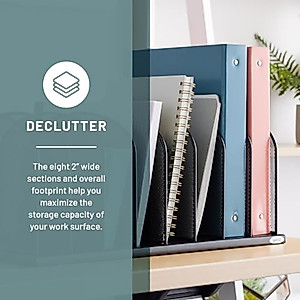 Safco Onyx Desk Organizer with 8 Vertical Sections, File Organizer for Home, Office, Classroom & More, Steel Mesh Construction