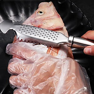 Klyuqoz Fish Scaler Remover, 4 Pack Fish Scale Knife, Stainless Steel 3-in-1 Fish Descaler Tool, Fish Peeler Open Belly and Dig Out Fish Cleaner Opener Tool Kitchen Accessory