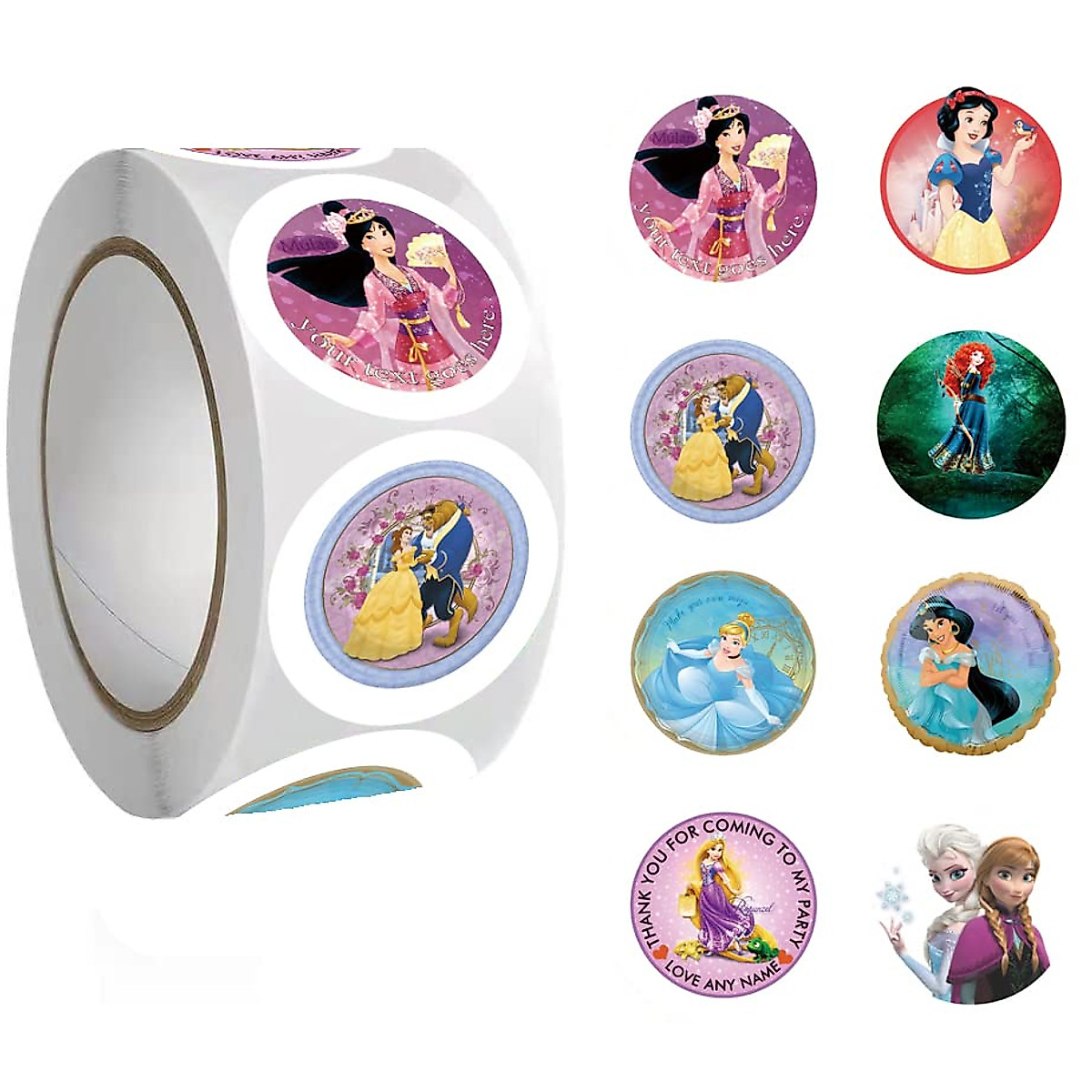 500 Pieces（8 Patterns） Princess Stickers Colorful Fashion Graffiti Rolls Self Adhesive Seals for Kids Girls Boys Teens Adults for Water Bottles Laptop Suitcase for Birthday Party Supply Decor Favor