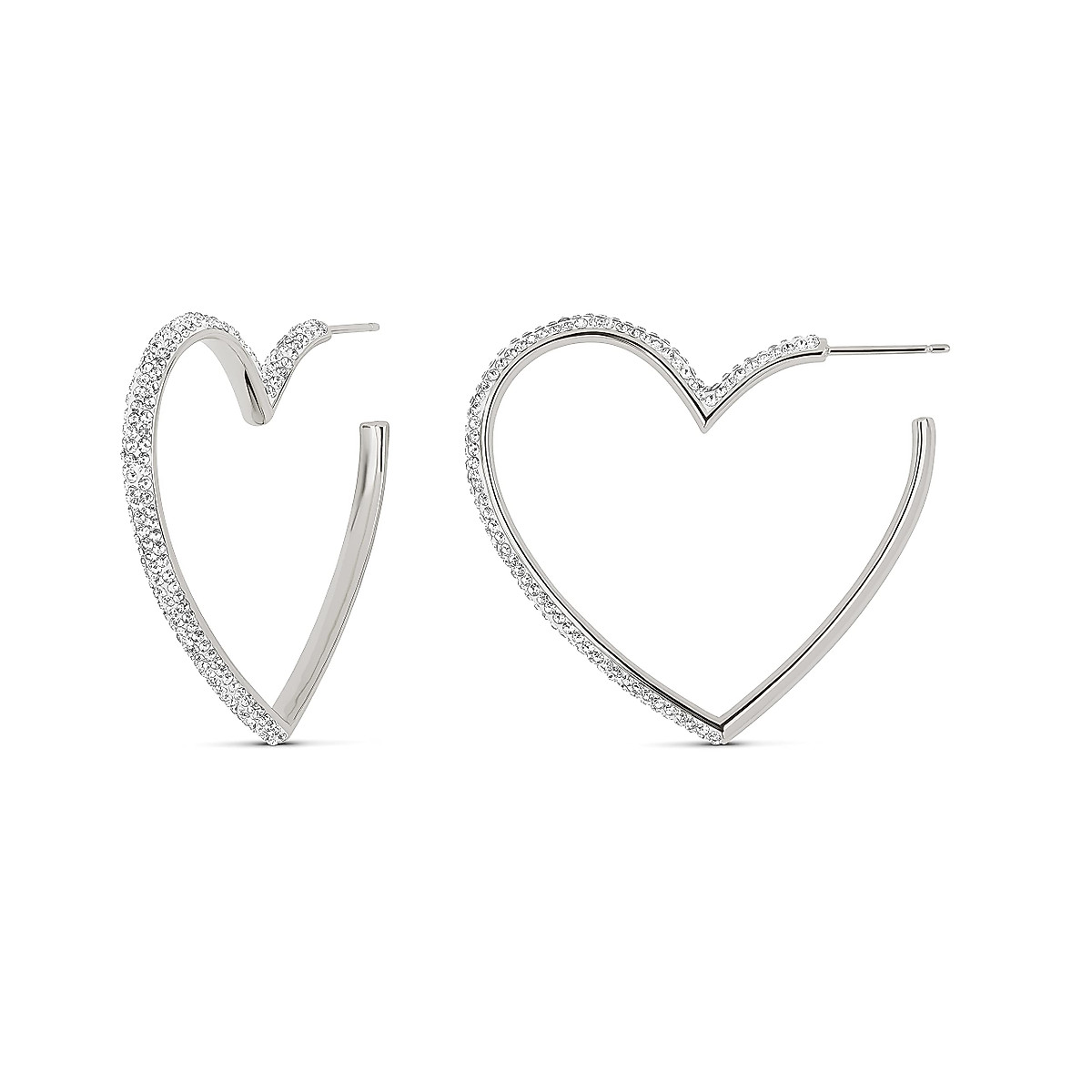 MILLA Heart Hoop Earrings - Silver & Gold Heart Earrings For Women, Ideal Gifts for Girlfriend or Cute Valentines Day Gifts For Her (Sterling Silver Plated)