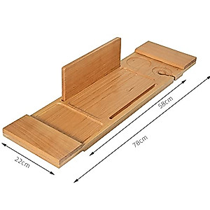Thick Bathtub Tray Bath Tray Wooden Bathroom Storage Spa Bath Tub Tray Bridge Shelf Organizer Reading Rack (Size : 78cm)