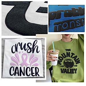 LOTOFUN Puff Vinyl Heat Transfer: 10"x4ft Black Color 3D Puff HTV Roll Puffy Heat Transfer Vinyl Rolls Foaming Iron-on Vinyl for Cricut T-Shirts Clothing