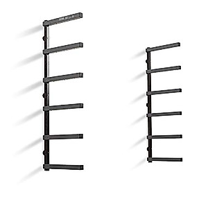 Bora Portamate Wood Organizer and Lumber Storage Metal Rack with 6-Level Wall Mount – Indoor and Outdoor Use, BR-006B, Black
