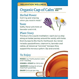 Traditional Medicinals Organic Cup of Calm Lavender Mint Herbal Tea, Calming & Relaxing, (Pack of 1) Total 16 Tea Bags