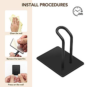 Adhesive Hooks,Stainless Steel Towel Hook,Sticky Hanger for Kitchen and Door,Bathroom Wall Hooks for Hanging Towel Robe Hat Coat Key by Quavzotu,4Packs (Black)