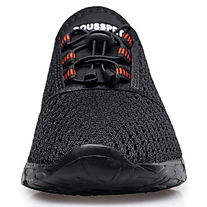 DOUSSPRT Men's Water Shoes Quick Drying Sports Aqua Shoes Dark Allblack Size 8.5