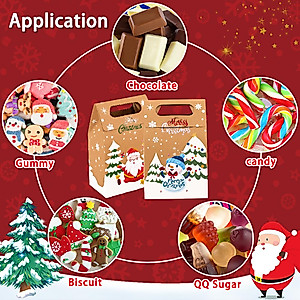 Vellibring 24PCS Christmas Kraft Candy Boxes,Christmas Kraft Paper Cookies Candy Treat Boxes Bags for Christmas Gift Wrapping Boxes Xmas Party Supplies Decorations