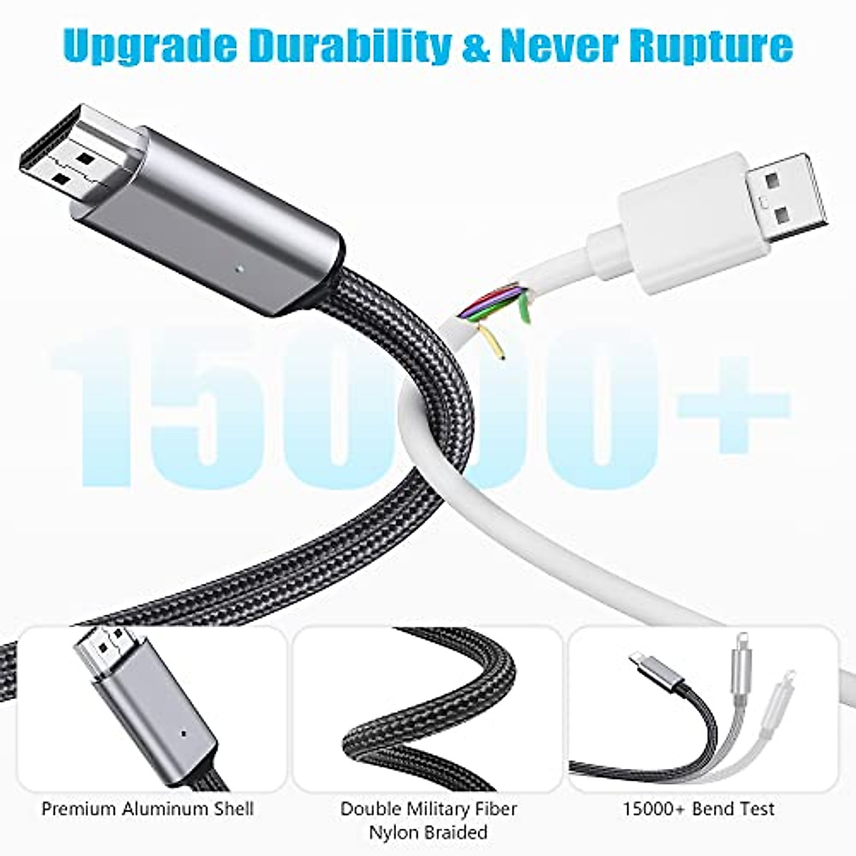 DRYMOKINI Lighting to HDMI Cable, i-Phone to TV Mirroring Cable 1080P, Digital AV Adapter Cable, Compatible with Phone 13/12/11XR/X/8/7/6, Pad Air/Mini/Pro/i-Pod Touch to TV/Projector