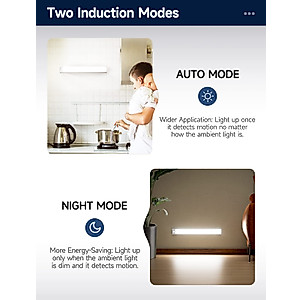 Under Cabinet Lights, Rechargeable battery operated lighting with 40 LED, Wireless Motion Sensor Light indoor (8000K), 4 Modes Night Light, Stick-On Magnetic Closet Lights for Kitchen, Hallway(2 Pack)