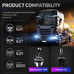 TOCiTAA USB Truck Simulator Shifter, Gearshift Knob for ATS & ETS2 - Compatible with Logitech G29 G27 G25 G920, Thrustmaster TH8A and Fanatec SQ - PC Racing Shifter